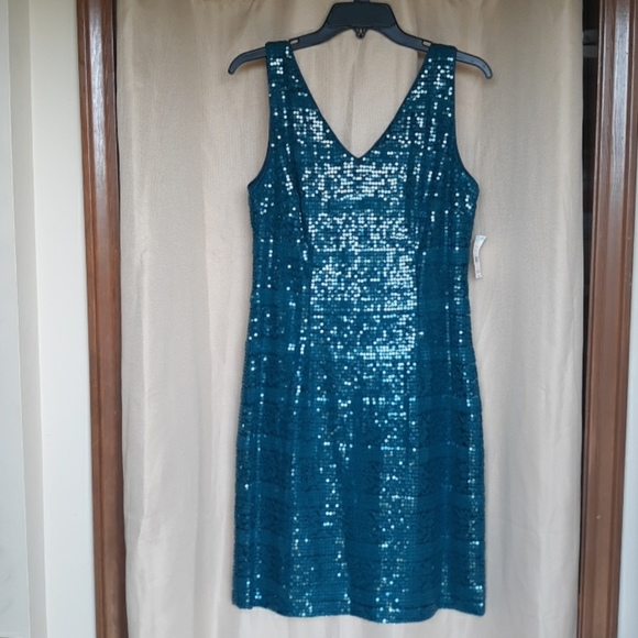 SD Collection | Dresses | Nwt Sd Collection Teal Sequin Lace Dress ...